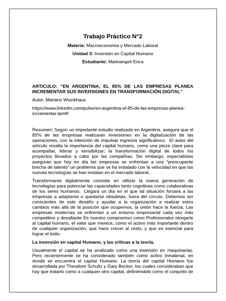 Trabajo Práctico N° 2 De Macroeconomia Pdf