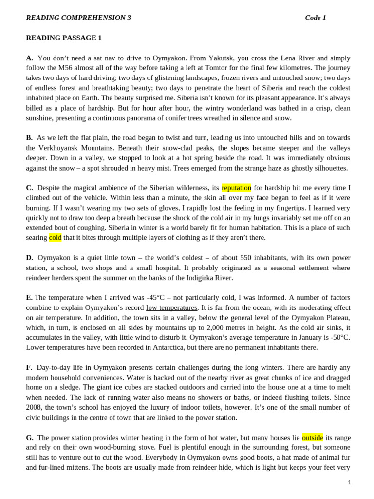 READING PRACTICE | PDF