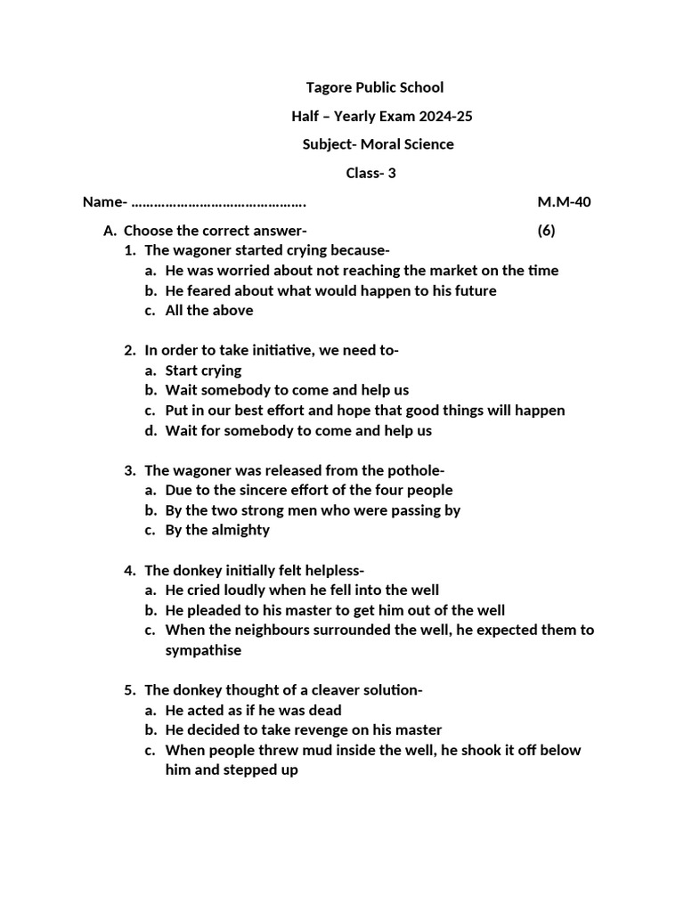 Class 3 Moral Science | PDF