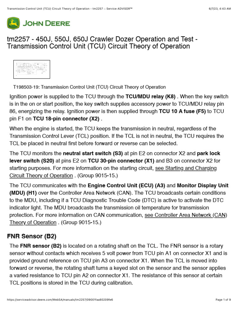 Transmission Control Unit (TCU) Circuit Theory of Operation | PDF
