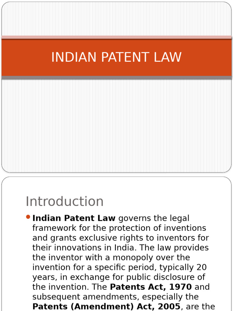 Indian Patent Law | PDF