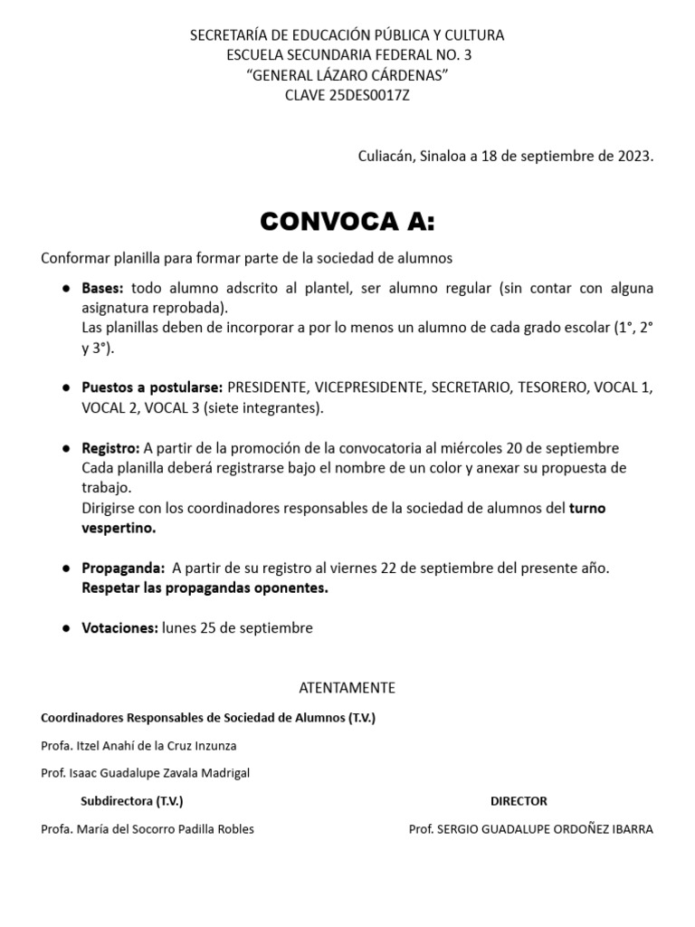 Convocatoria 23 24 Sociedad De Alumnos Pdf