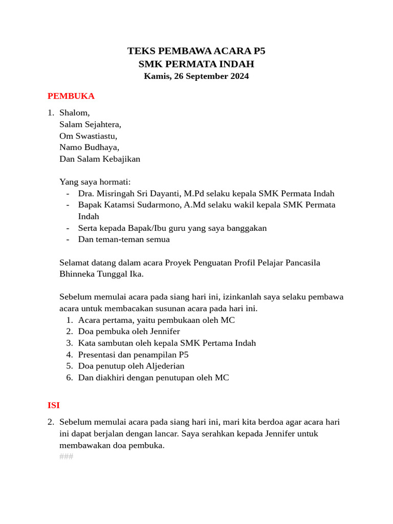 Teks MC P5 Bhinneka Tunggal Ika | PDF