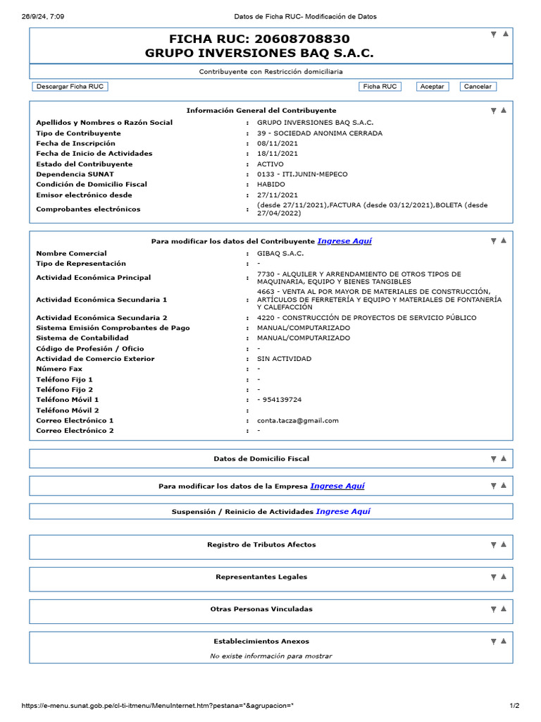 Ficha Ruc Baq. | PDF | Economias | Industrias de servicio