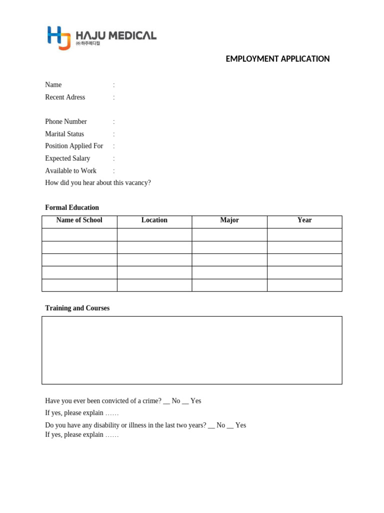 Employment Application | PDF