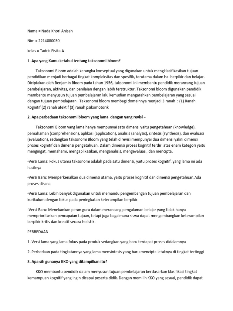 Tugas Taksonomi Blo | PDF