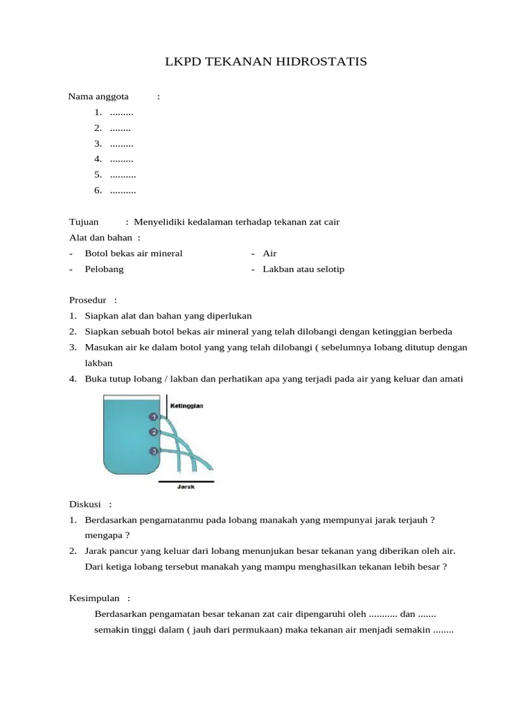 LKPD Tekanan Hidrostatis | PDF