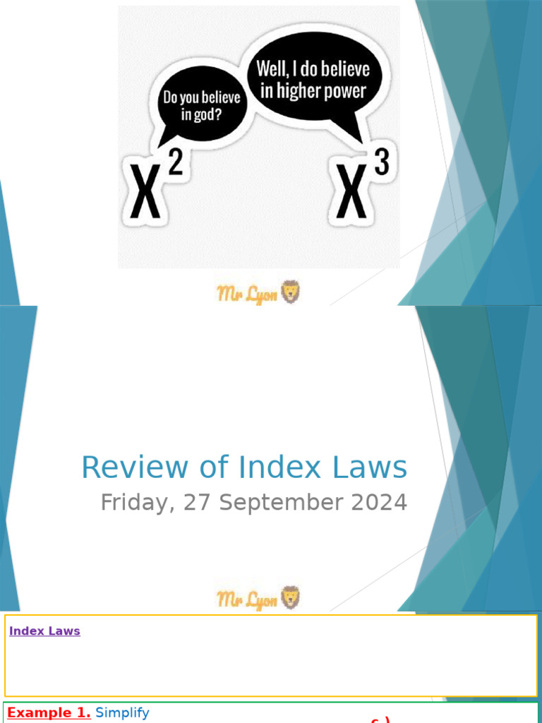 Review of Index Laws | PDF