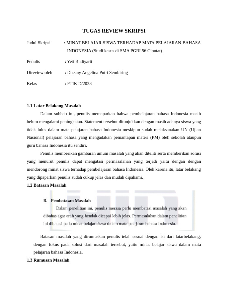 Tugas Review Skripsi | PDF