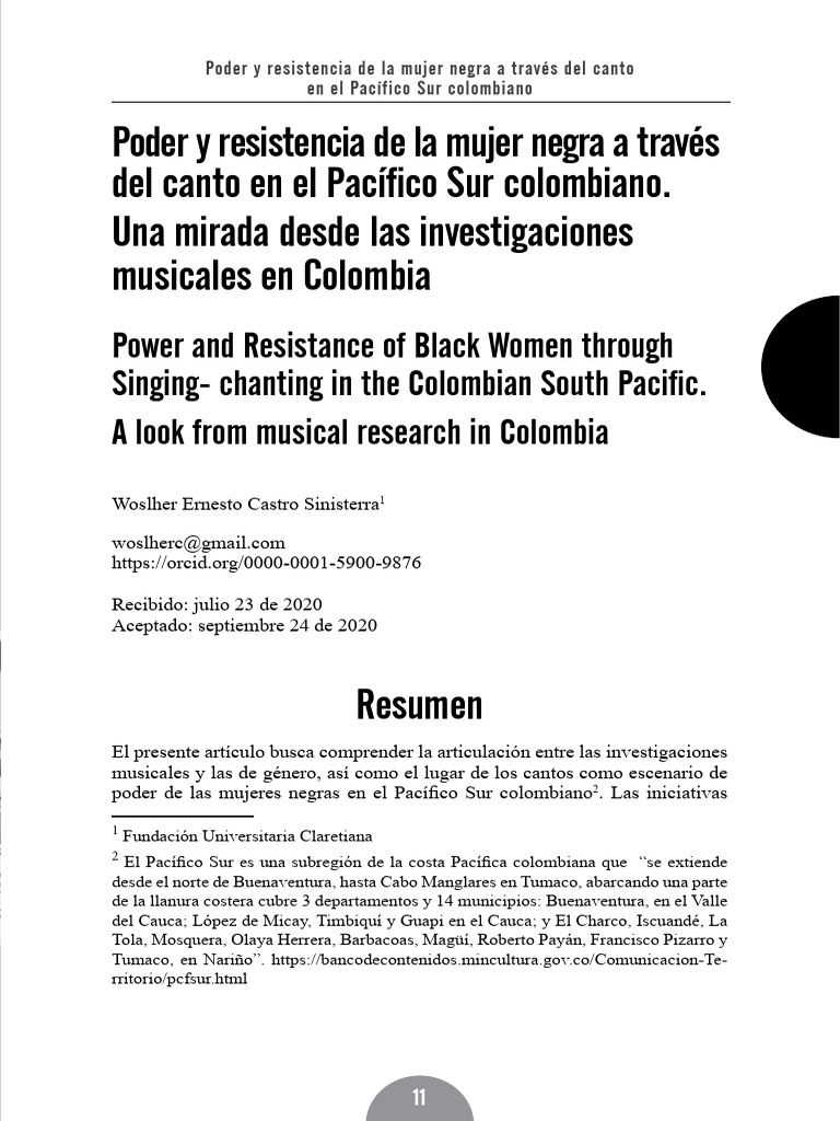 Poder y Resistencia de La Mujer Negra en El Pacífico Sur | PDF