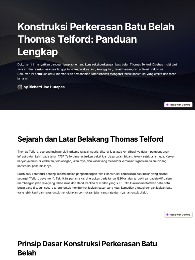Konstruksi Perkerasan Batu Belah Thomas Telford Panduan Lengkap | PDF