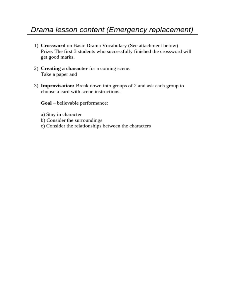 Drama Emerg - Lesson | PDF