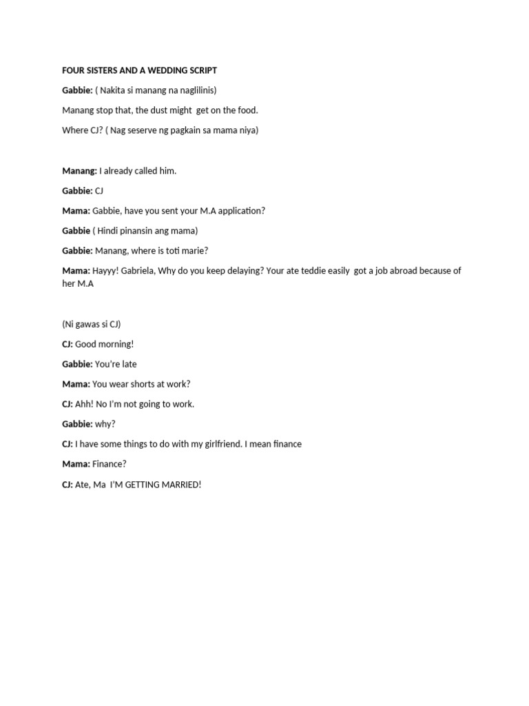 Four Sisters and A Wedding Script | PDF