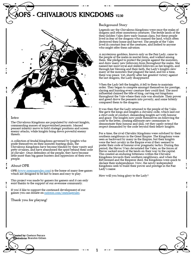 AOFS - Chivalrous Kingdoms v2.50 | PDF