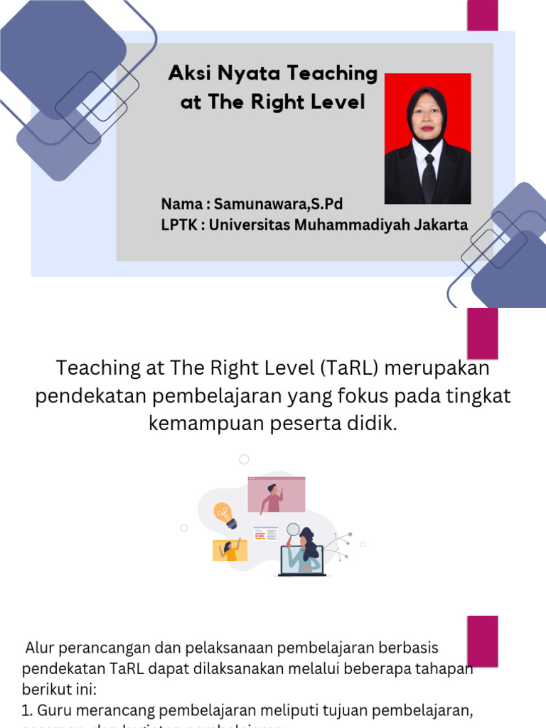 Aksi Nyata Prinsip Teaching at The Right Level Bu Samunawara | PDF
