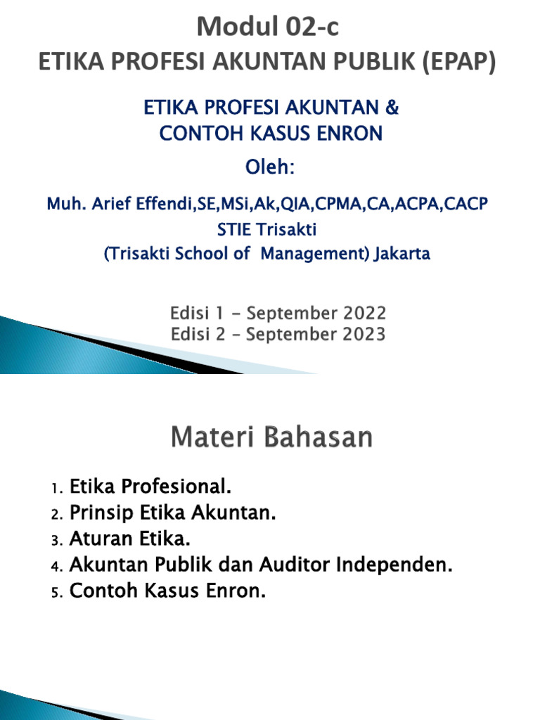Modul 02-C-Etika Profesi Akuntan-EPAP-MAE-2023 | PDF