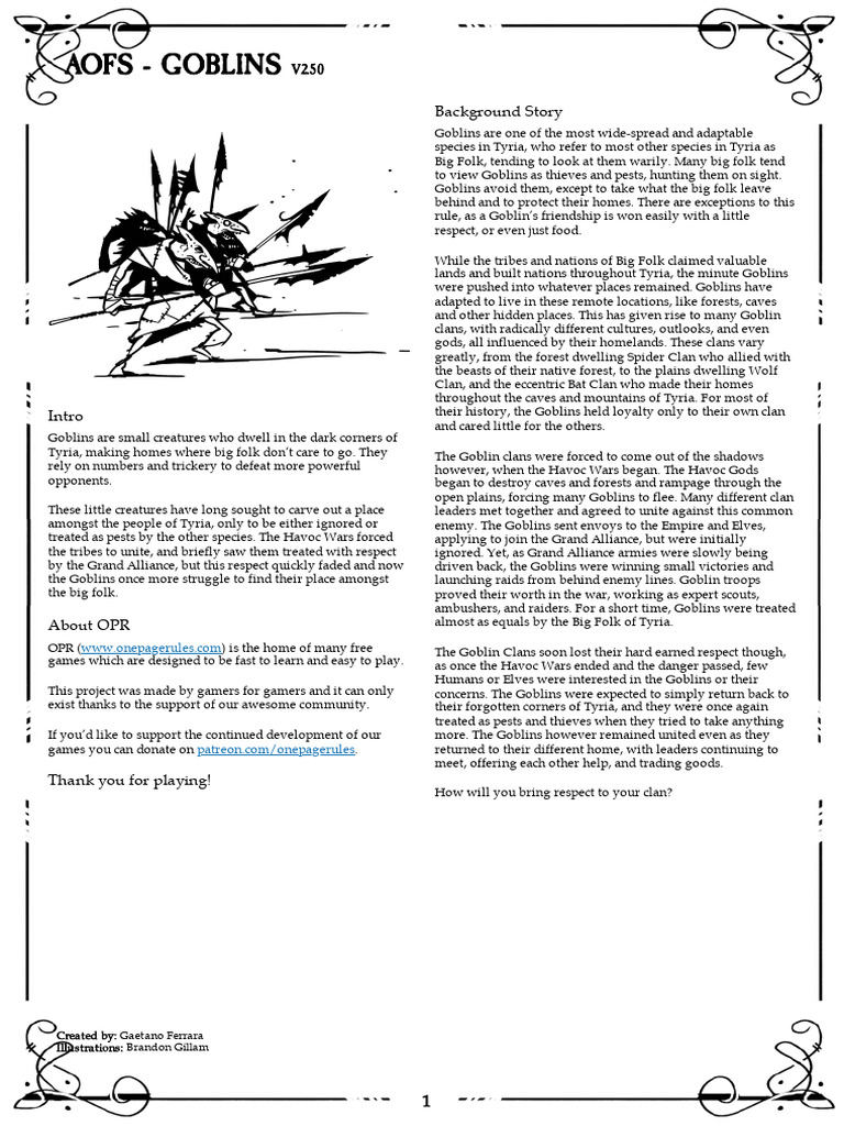 AOFS - Goblins v2.50 | PDF