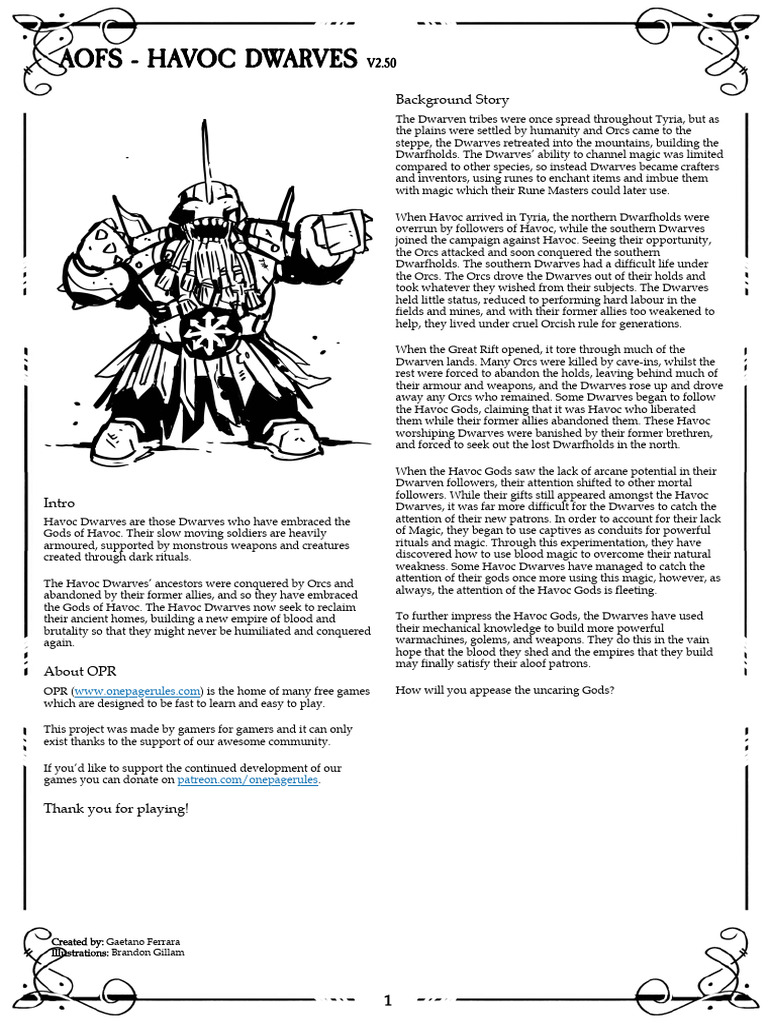 AOFS - Havoc Dwarves v2.50 | PDF