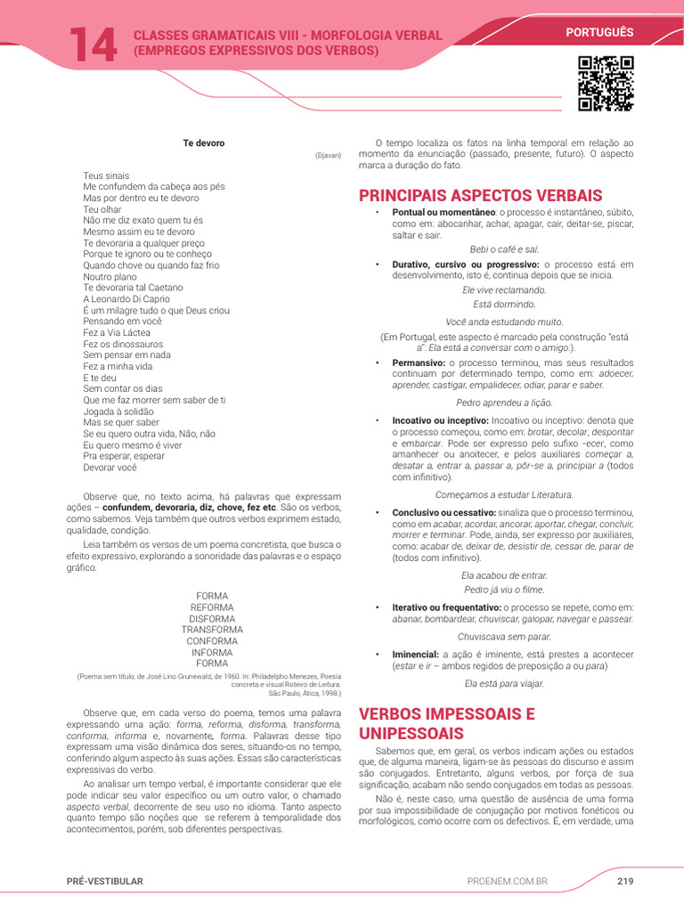 Morfologia Verbal III - Empregos Expressivos Dos Verbos | PDF