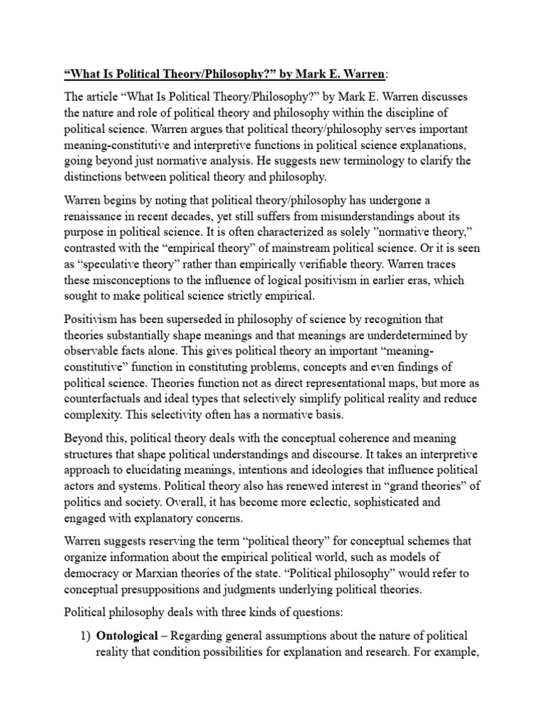 Political Theory Notes Sem 1 | PDF