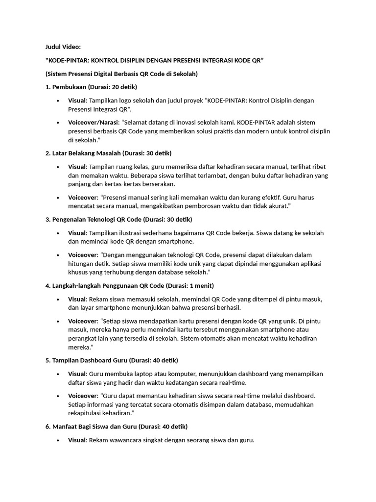 Script Video Kode Pintar | PDF