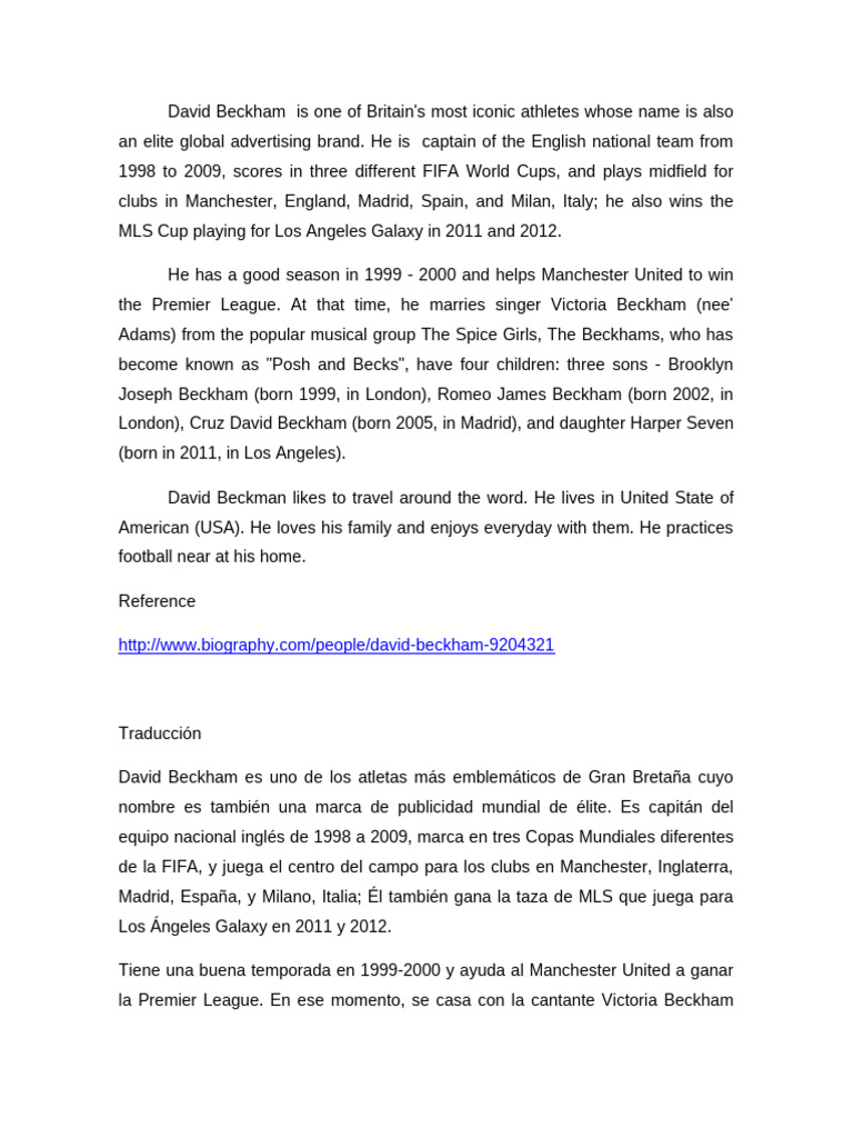 David Beckham Bio | PDF