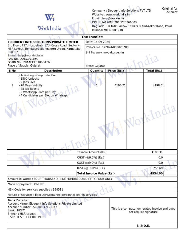 Workindia Payment 14-09-2024 | PDF