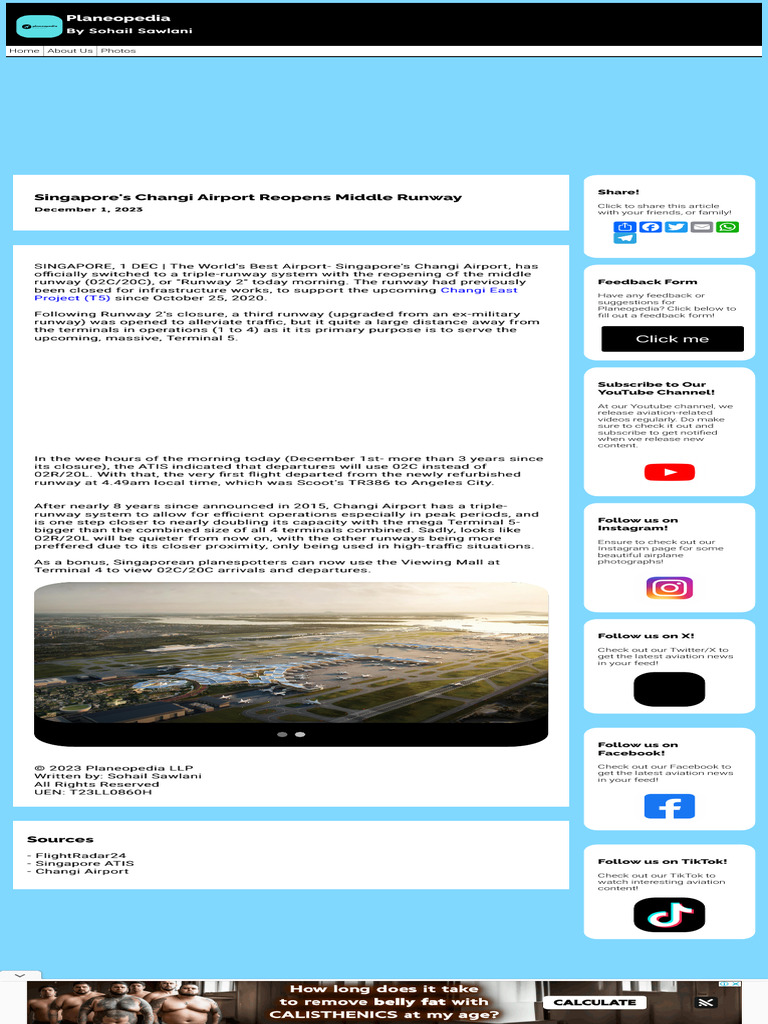 Singapore's Changi Airport Reopens Middle Runway Planeopedia | PDF