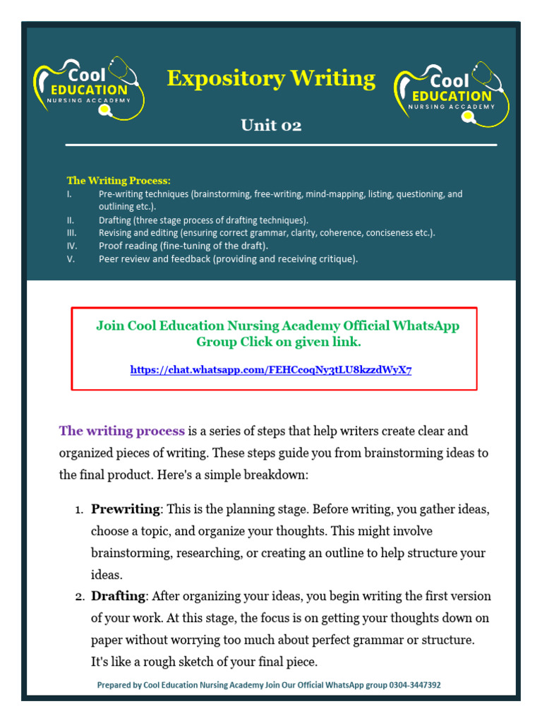 Expository Writing Unit 02 by Cool Education Nursing Academy | PDF ...