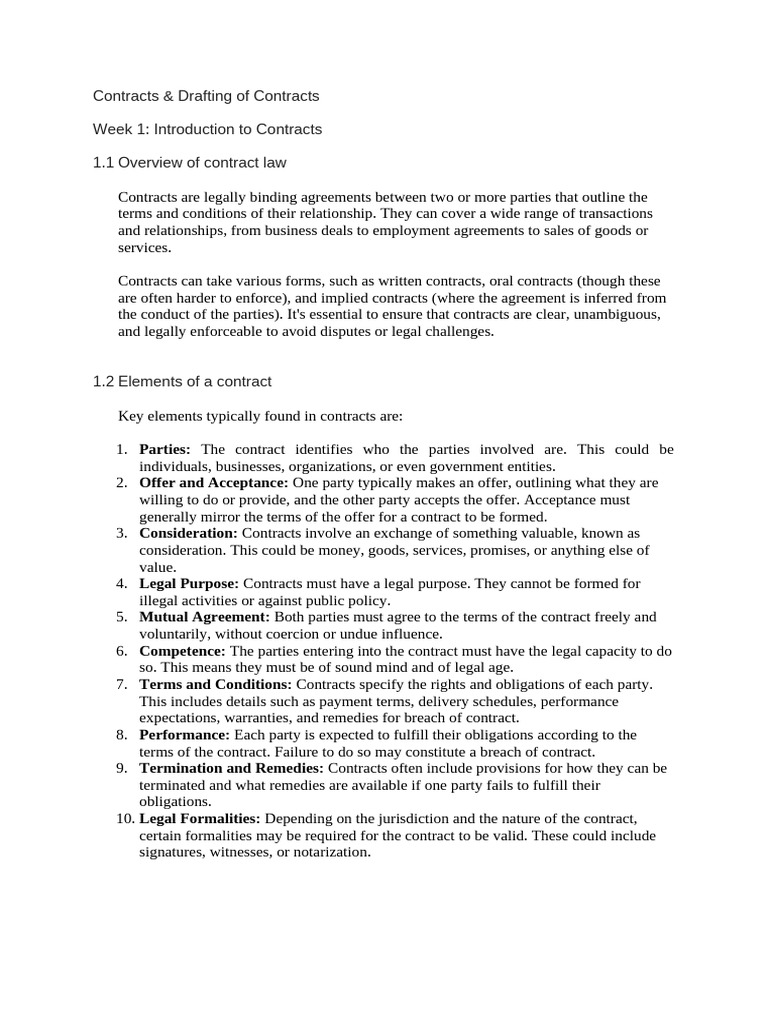 Contracts & Drafting of Contracts Module | PDF