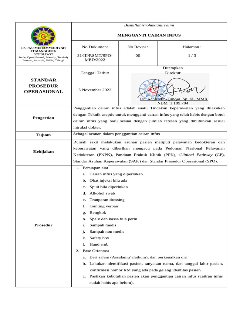 Spo Mengganti Cairan Infus | PDF