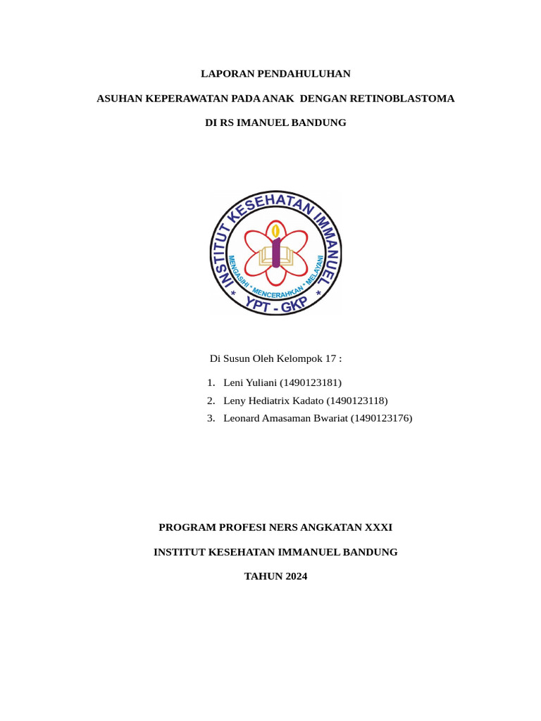 LAPORAN PENDAHULUHAN RETINOBLASTOMA Klompo 17 | PDF