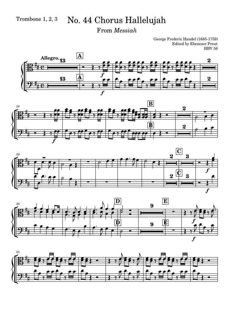 Hallelujah - Handel-Trombone - 1, - 2, - 3 | PDF | Messiah (Handel) | Choral Compositions