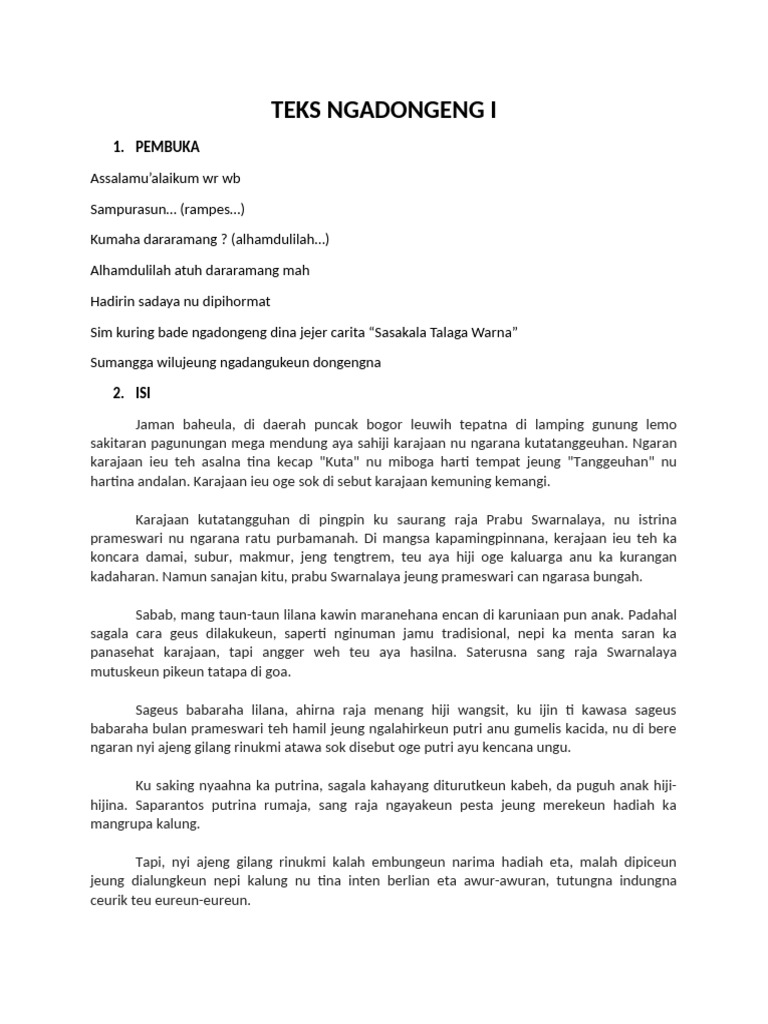 Teks Ngadongeng | PDF