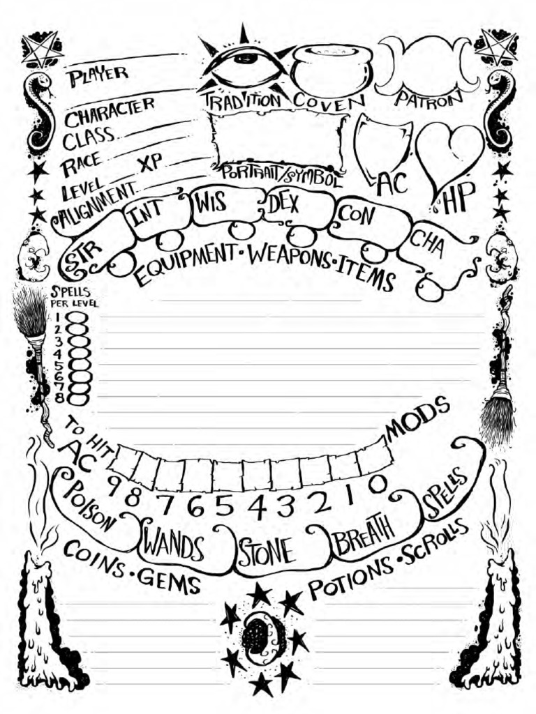 Witch Character Sheet Basic Era | PDF