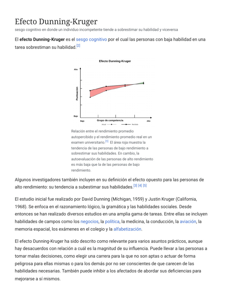 Efecto Dunning-Kruger - Wikipedia, La Enciclopedia Libre | PDF ...