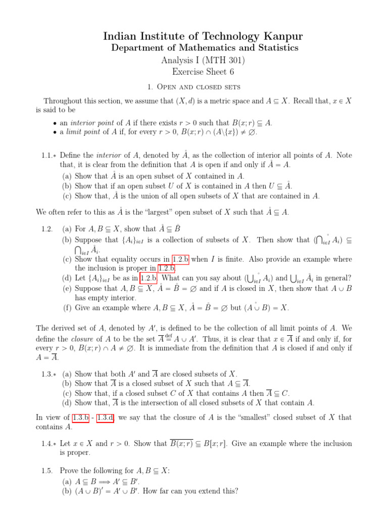 Exercise Sheet 6 | PDF | Continuous Function | Topology