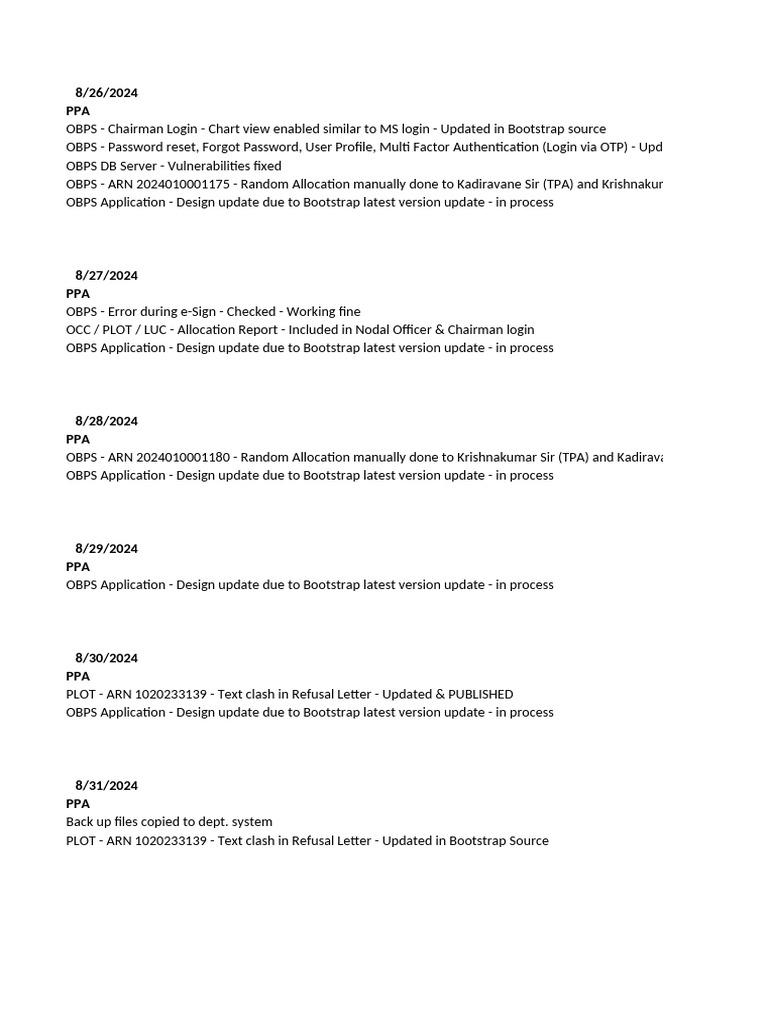 Sundar Weekly Work Report 20240826 To 20240831 | PDF