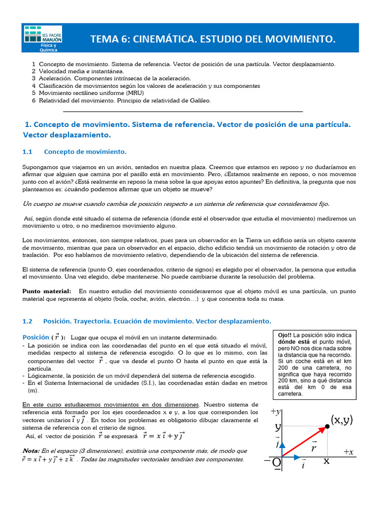 T.6.cinemática I | PDF