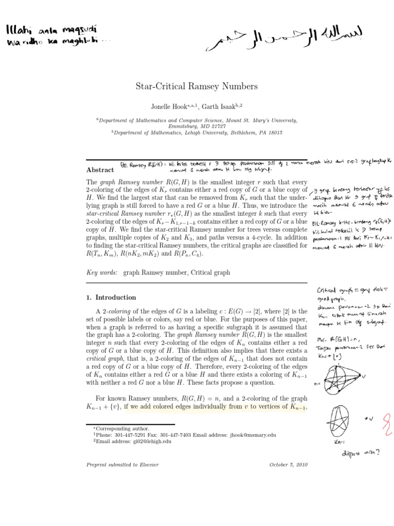 1 Star-Critical Ramsey Numbers | PDF | Vertex (Graph Theory) | Graph Theory