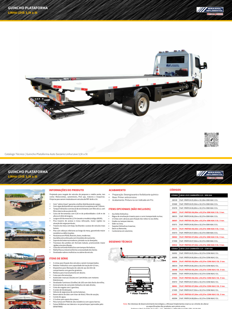 Catalogo Técnico Guincho Plataforma Auto Socorro Linha Leve 3 4 2022