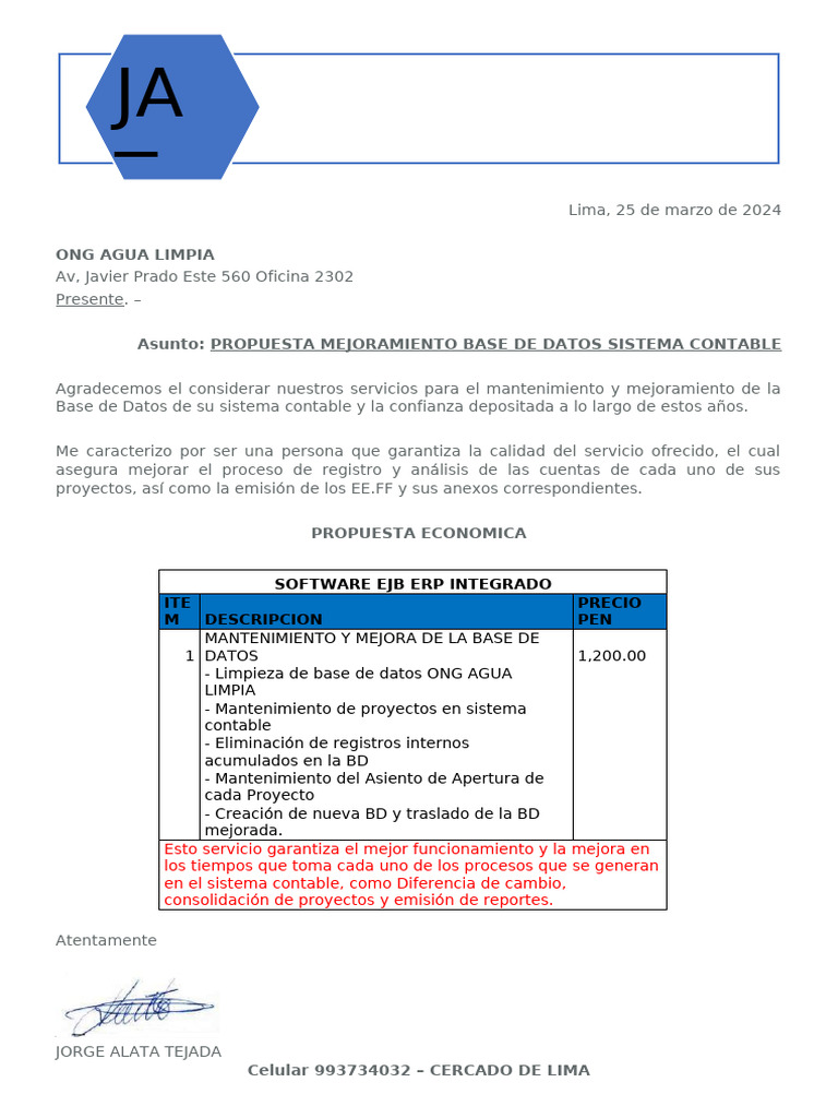 Propuesta Economica | PDF