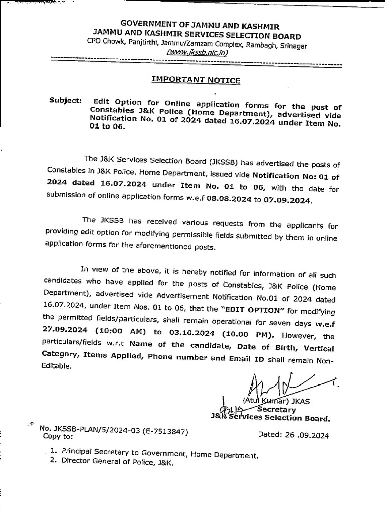 Notice Edit Option 01 of 2024 26092024 | PDF