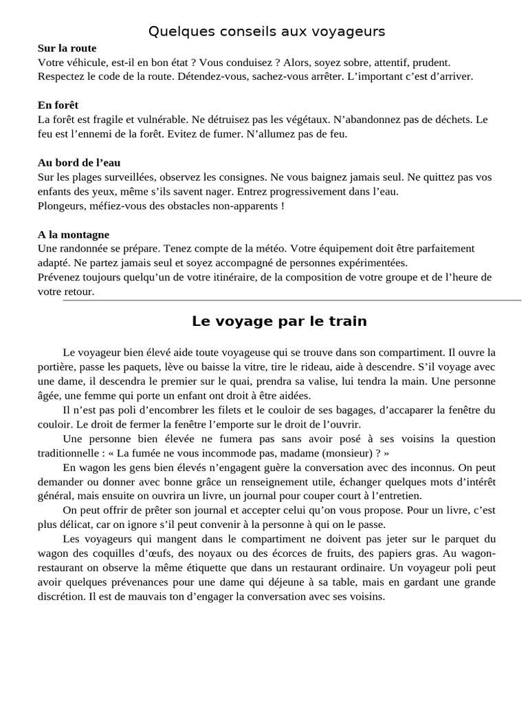 Conseils Et Voyages Par Le Train | PDF