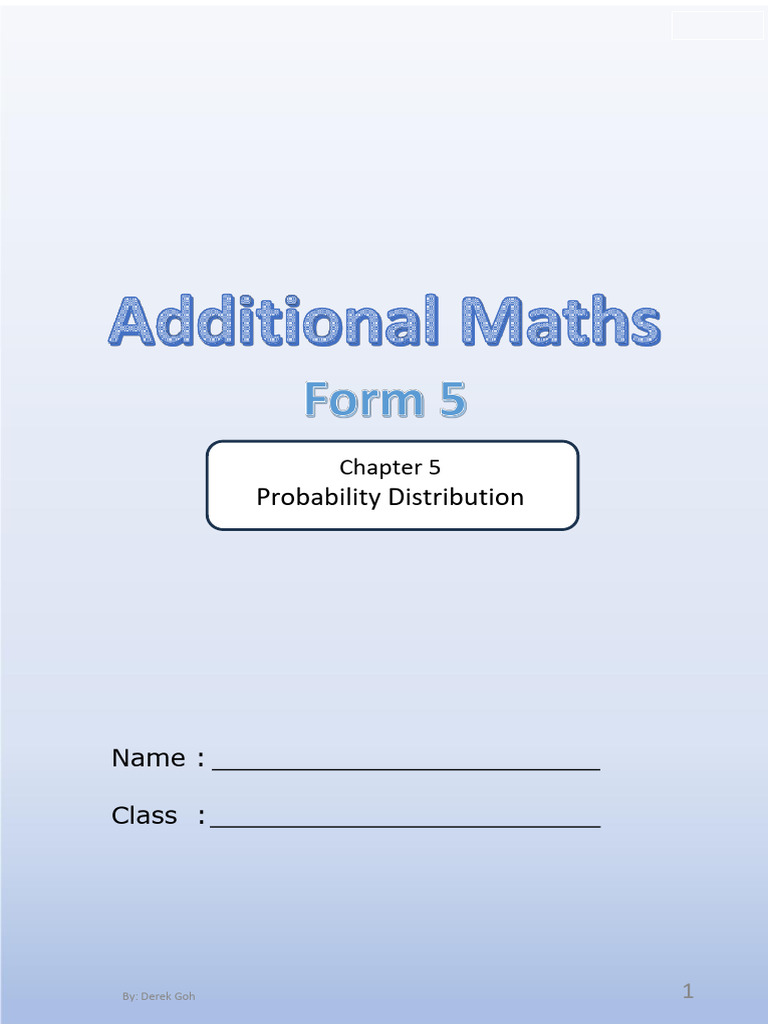 F5 Addmaths Chapter 5 (Q) Probability Distribution | PDF