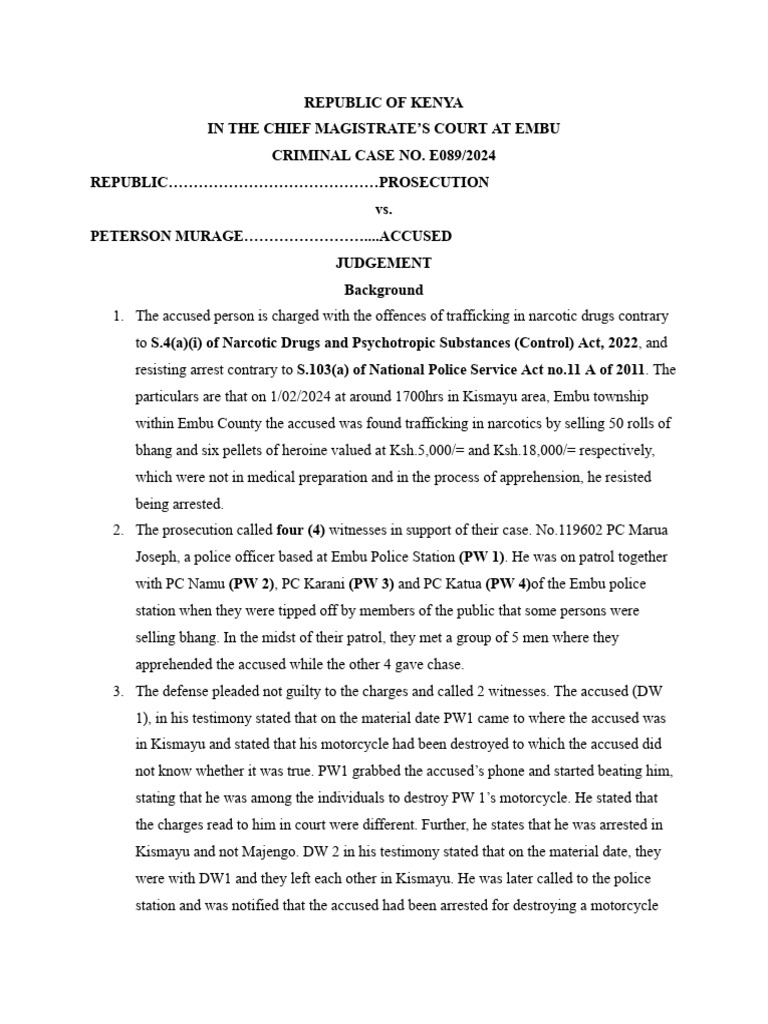 Criminal case-IN THE CHIEF MAGISTRATE COURT | PDF