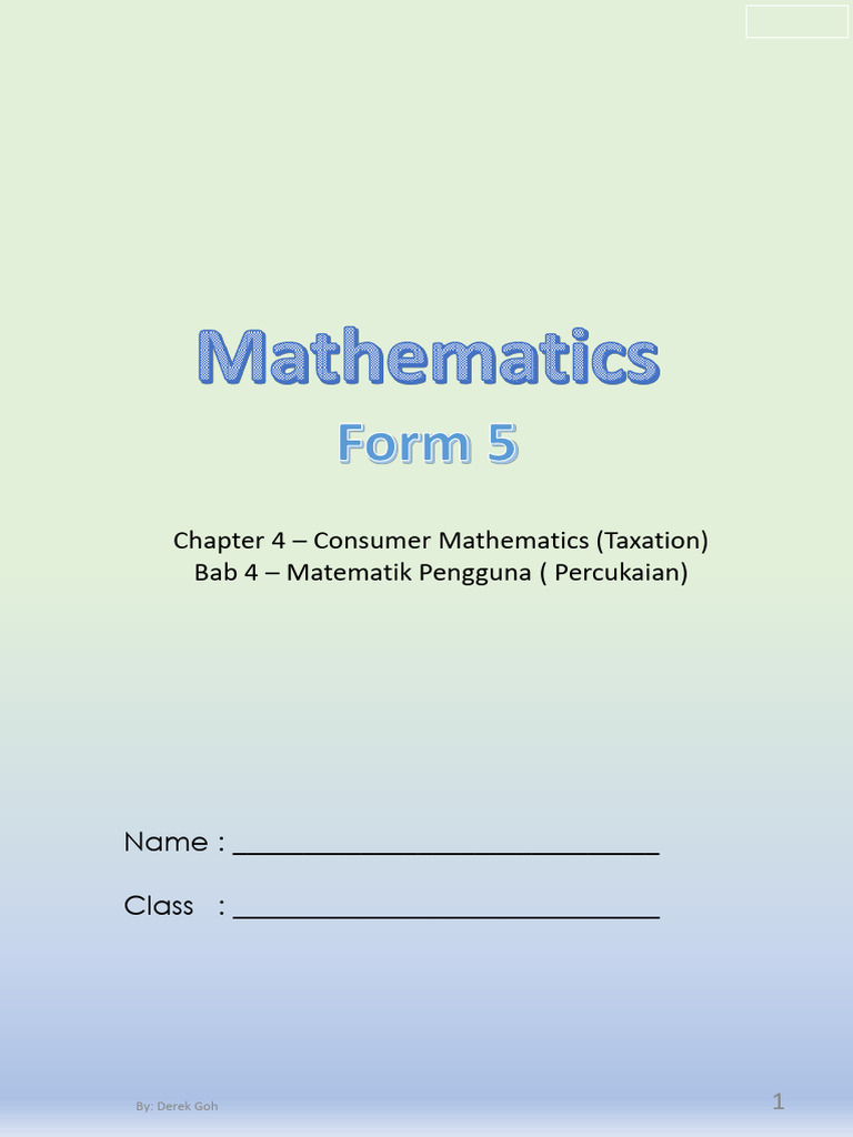 F5 Maths Chapter 4 Consumer Mathematics - Taxation | PDF