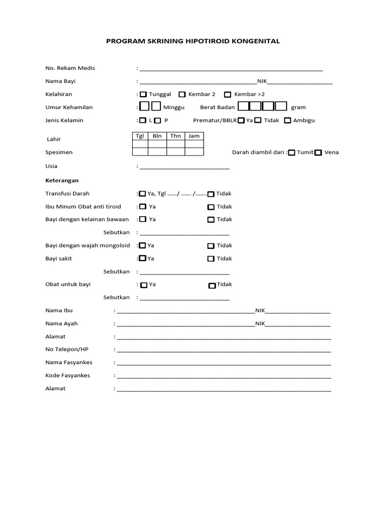 Program Skrining Hipotiroid Kongenital | PDF