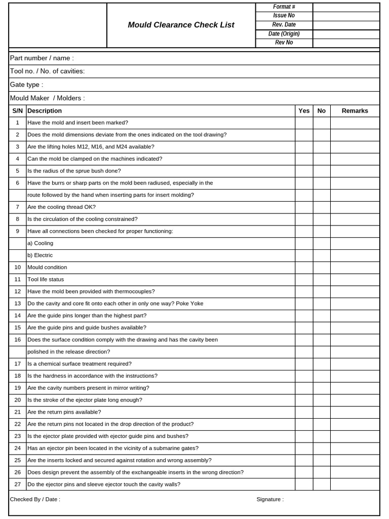 Mould Clearance Check List | PDF