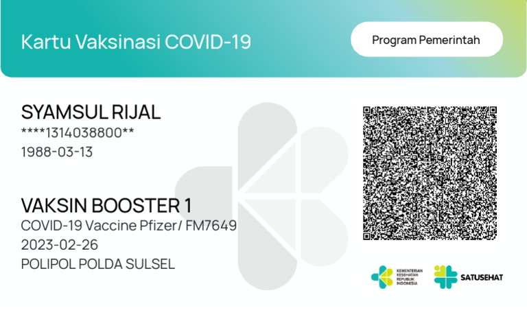 Sertifikat Vaksin Dosis 3 Syamsul Rijal | PDF